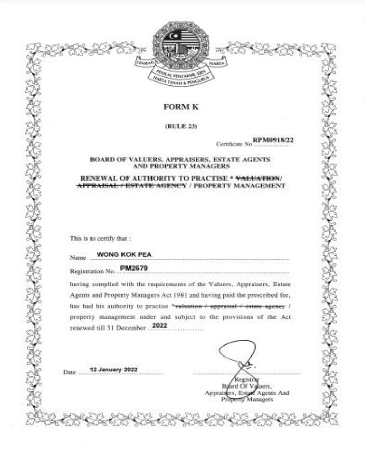 Certification & Recognition – PAMA PROPERTY MANAGEMENT SDN BHD